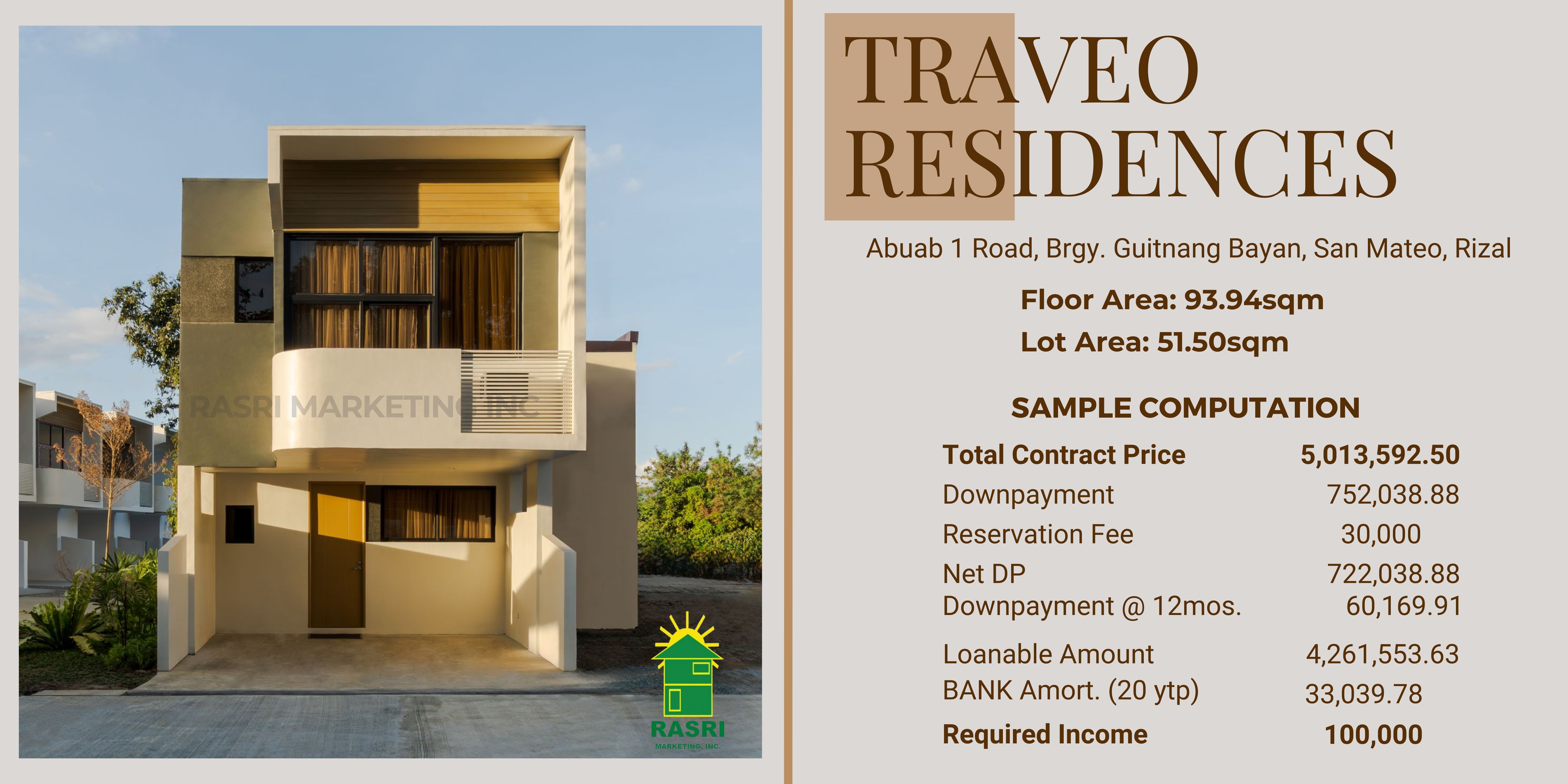 Traveo Residences | San Mateo,Rizal | Rise & Shine Realty