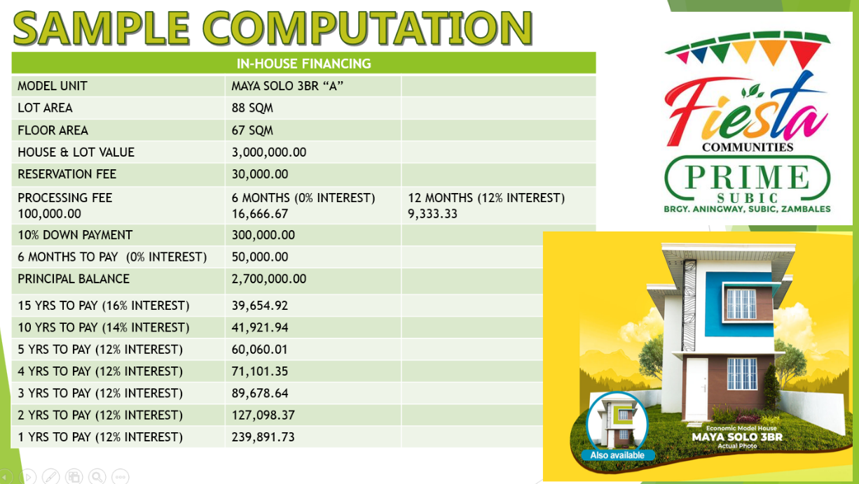 Fiesta Communities Prime Subic MAYA Solo 3BR - A | Subic,Zambales ...